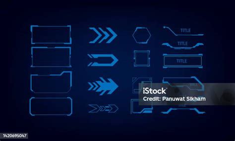 Sci Fi 현대 사용자 인터페이스 요소 집합입니다 미래 지향적 추상 Hud 게임 Ui에 적합합니다 벡터 일러스트 레이 션 Eps10 도시 전사에 대한 스톡 벡터 아트 및