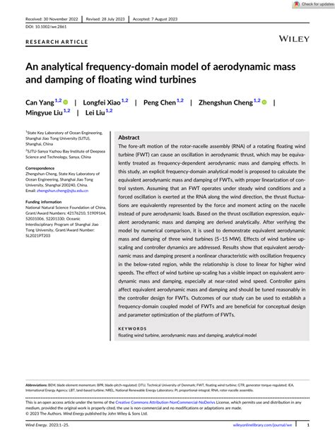 Pdf An Analytical Frequency Domain Model Of Aerodynamic Mass And
