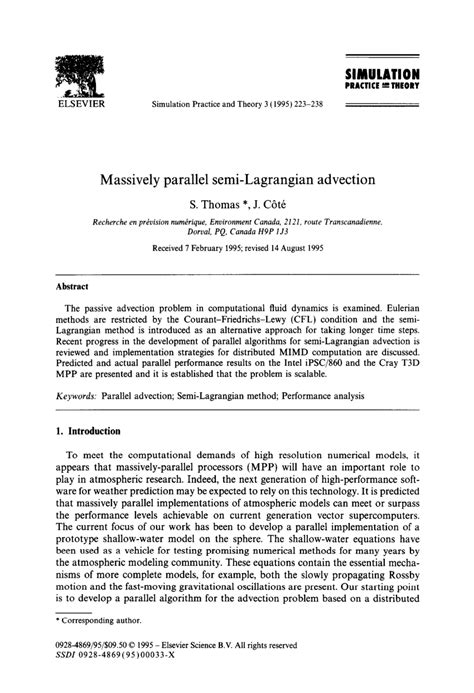 PDF Massively Parallel Semi Lagrangian Advection