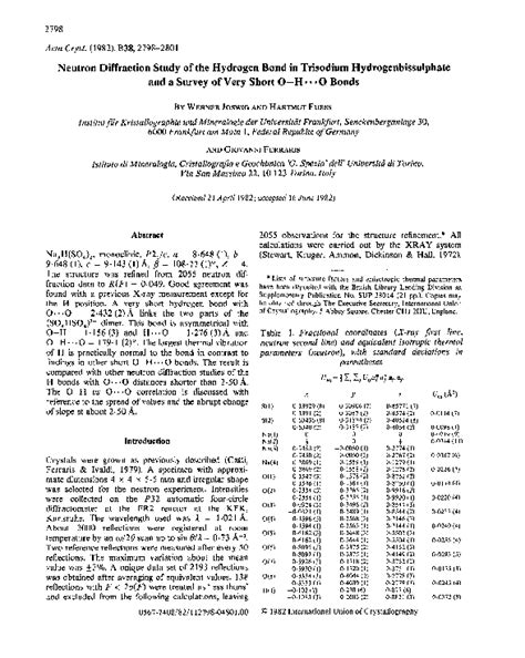 Pdf Neutron Diffraction Study Of The Hydrogen Bond In Trisodium