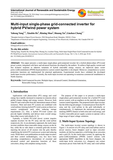 Solution Multi Input Single Phase Grid Connected Inverter For Hybrid