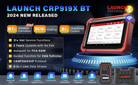Launch CRP X BT Bidirectional Diagnostic Scanner With Bluetooth Support CAN FD DoIP
