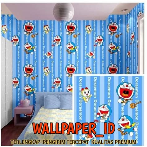 Jual Wallpaper Sticker Dinding Karakter Doraemon Strip Biru Premium Shopee Indonesia