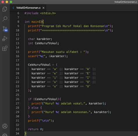 Program C Menentukan Huruf Vokal Dan Konsonan