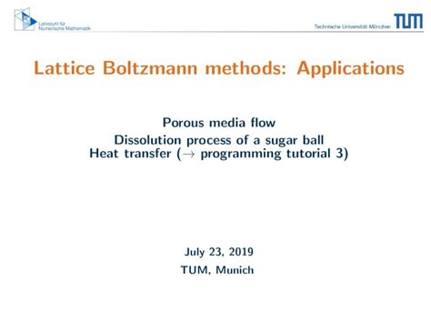 PDF Lattice Boltzmann Methods Applications TUM Lattice Boltzmann Methods