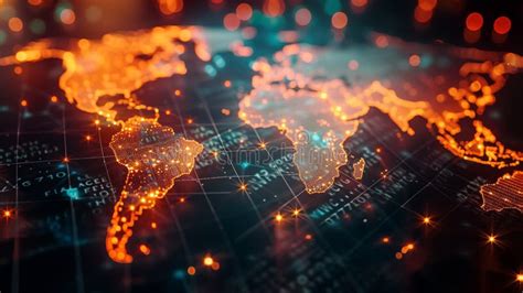 map with nodes as hubs linking global locations ai generated stock