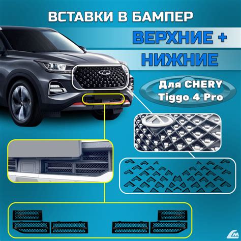 Комплект защитных вставок в решетку переднего бампера Chery Tiggo 4 Pro купить на Ozon по низкой