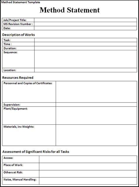 Method Statement Templates Download Free Formats In