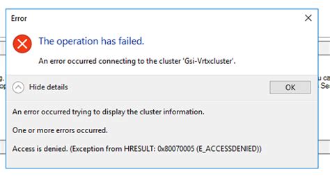 Access Denied When Trying To Connect To Failover Cluster From