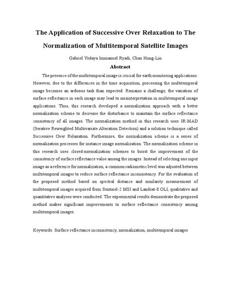 The Application Of Successive Over Relaxation To The Normalization Of