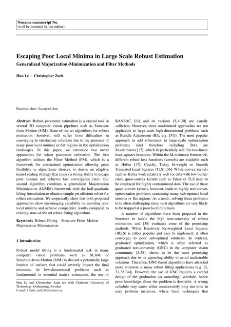 Pdf Escaping Poor Local Minima In Large Scale Robust Estimation