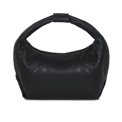 Round Hobo Black Leather Bag Oz Cranberry Lab