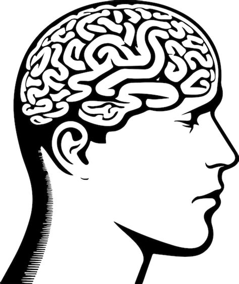 Human Head With Brain Silhouette Vector Solid White Background