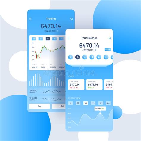 Cryptocurrencies Trading And Exchange UI Or UX Concept For Mobile Apps Stock Illustration