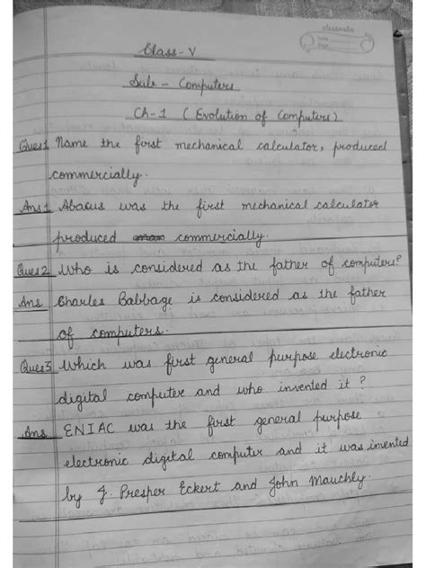 Class 5 Ch Evolution Of Computers Pdf