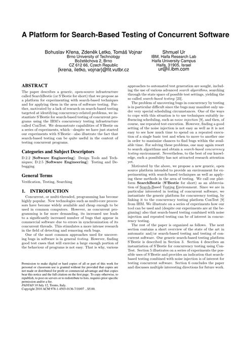Pdf A Platform For Search Based Testing Of Concurrent Software