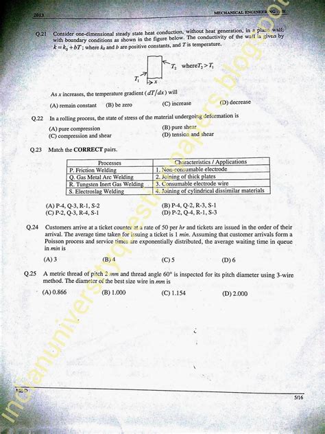 gate 2012 question paper for b e mech under anna university