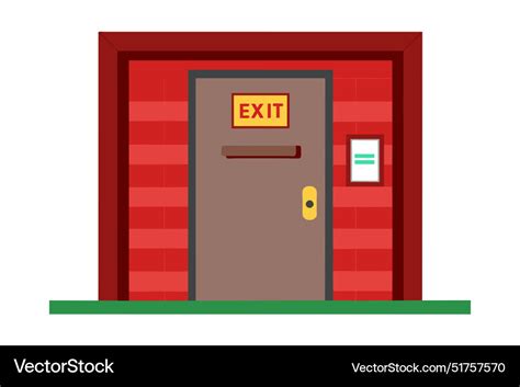 Fire Exit Door Flat On White Background Royalty Free Vector