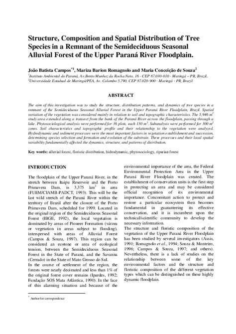 Pdf Structure Composition And Spatial Distribution Of Tree Species