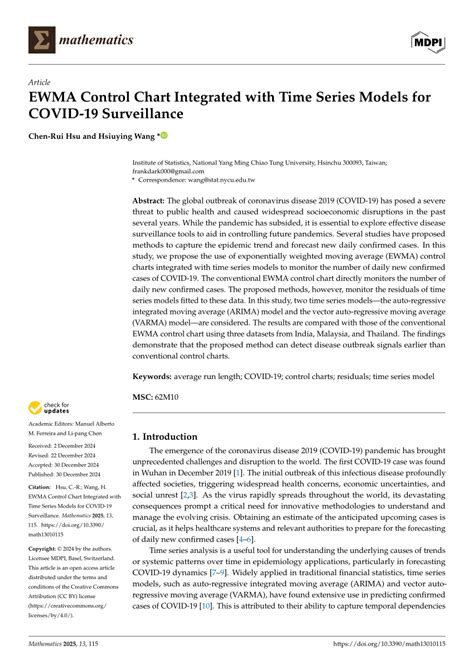 (PDF) EWMA Control Chart Integrated with Time Series Models for COVID-19 Surveillance
