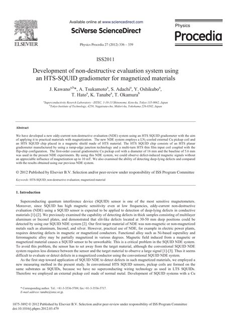 Pdf Development Of Non Destructive Evaluation System Using An Hts Squid Gradiometer For