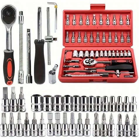 46 Piece Tool Kit Socket Set Reversible Ratchet Wrench With Case Complete Set Mode De Mujer
