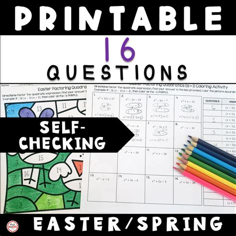 Easter Spring Quadratics Factor Simple Trinomials A Is 1 Color By Code 9th Grade Made By Teachers