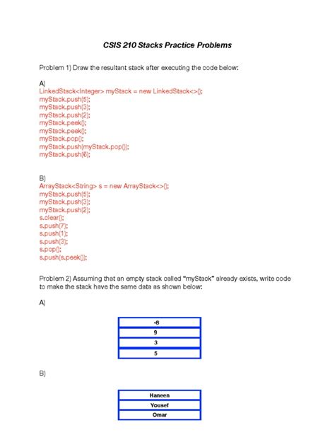 Stack Problems Pdf