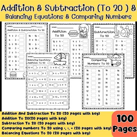 Math Morning Addition Subtraction Balancing Equations Comparing Numbers To 20