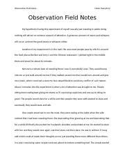 Observation Field Notes Observation Field Notes Helen Humphrey Observation Field Notes My