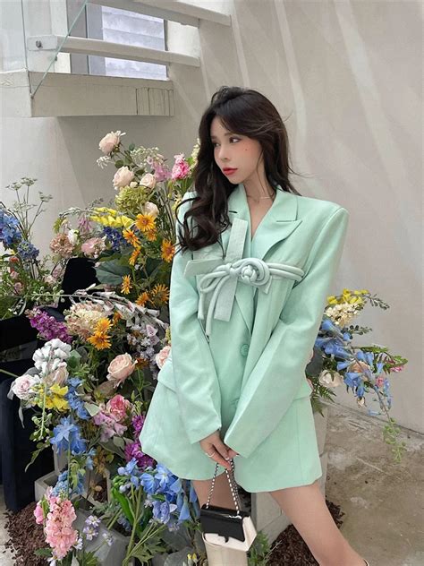 Ucxq 신제품 엘라스틱 드로 스트링 보우 블레이저 노치트 긴 소매 코트 캐주얼 루즈핏 정장 재킷 10ab3035 Aliexpress