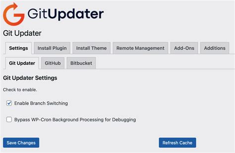 settings git updater