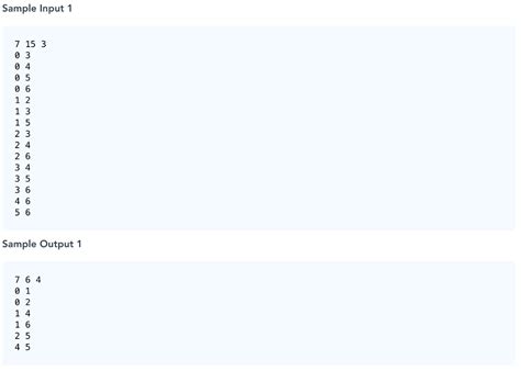 solved input format the first line contains three values n