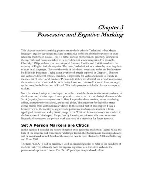 Chapter 3 Possessive And Ergative Marking