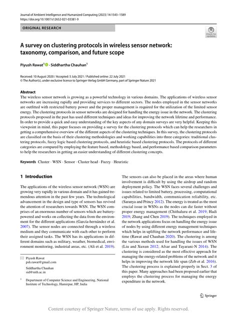 A Survey On Clustering Protocols In Wireless Sensor Network Taxonomy Comparison And Future Scope