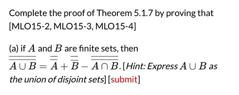 Solved Complete The Proof Of Theorem 5 1 7 ﻿by Proving That