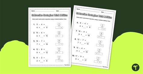 Effective Subtraction Strategies Worksheet Enhance Mathematical Skills