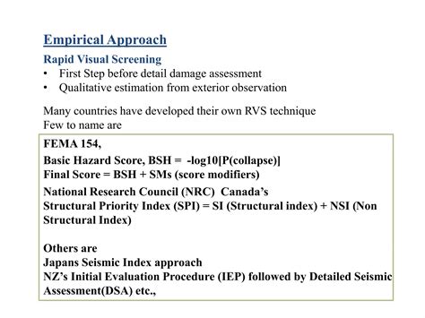 Seismic Vulnerability Assessment Methods Slides Pptx