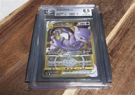 Mewtwo V Star Gold Secret Rare Graded Beckett 85 Pokémon Go Mint