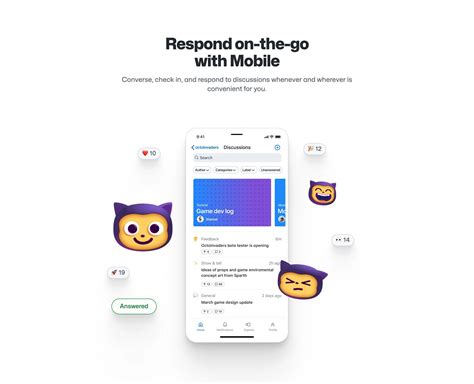 github discussion page section mobile app feature section design design