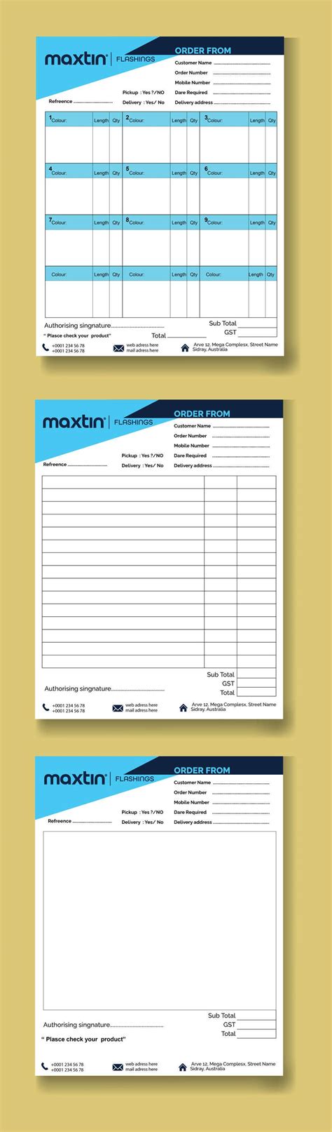 Entry 278 By Adirakash For Order Form Design Freelancer