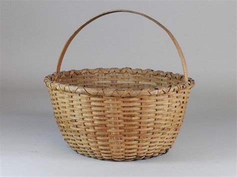 Vintage Large Round Oak Splint Basket