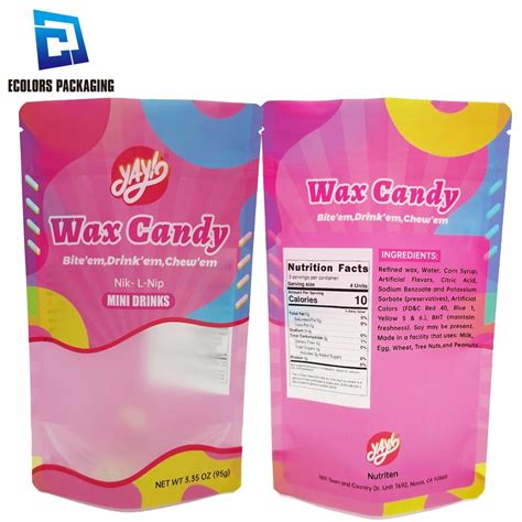 Doy Pack Smell Proof Stand Up Candy Custom Frosted Food Packaging Bag
