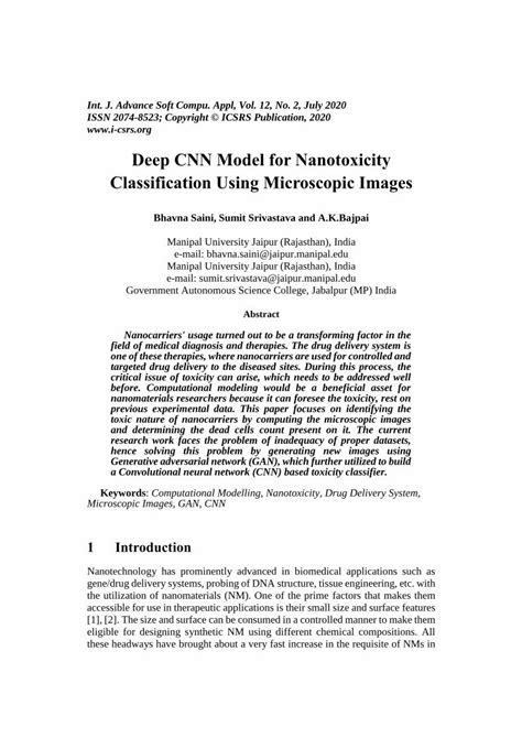 PDF Deep CNN Model For Nanotoxicity Classification Using Government Autonomous Science