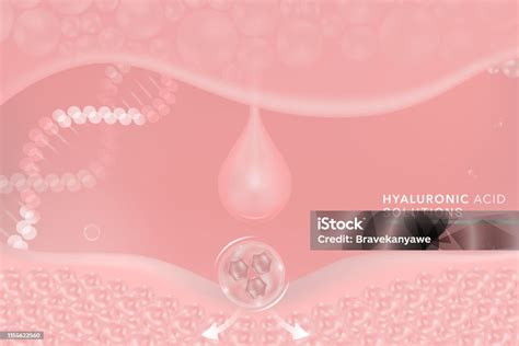 히 알루 론 산 피부 솔루션 광고 화장품 광고 배경으로 핑크 콜라겐 세럼 드롭 일러스트 벡터를 사용할 준비가 되었습니다 개념에 대한 스톡 벡터 아트 및 기타 이미지 Istock