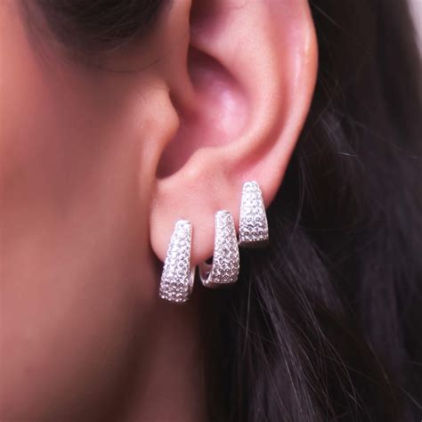 Brinco De Argola Em Prata 925 Argolinhas Zirconia E Mais Danzi Joias