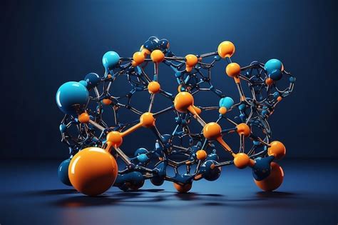 Premium Photo Abstract Molecule Structure On Dark Blue Color Background