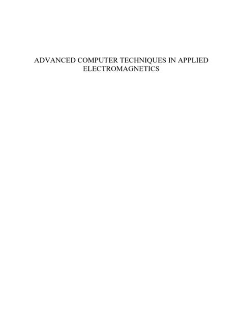 Advanced Computer Techniques In Applied Electromagnetics Pdf Transformer Electric Motor