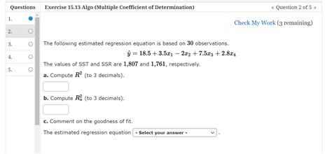 Solved Questions Exercise 1513 Algo Multiple Coefficient