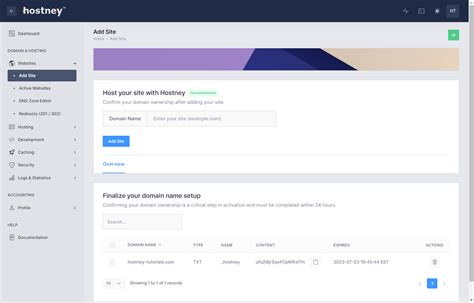Add Domain Name Hostney